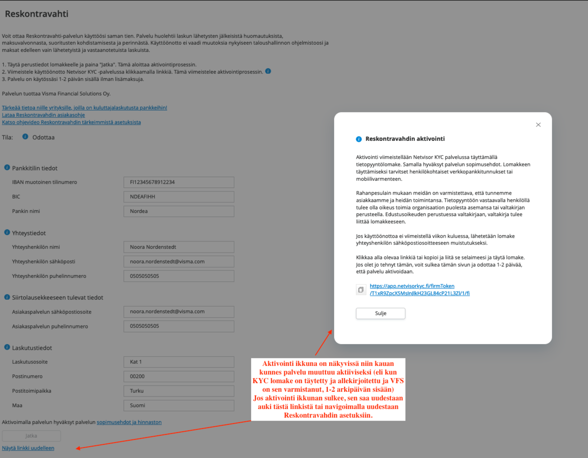 Palvelun käyttöönotto